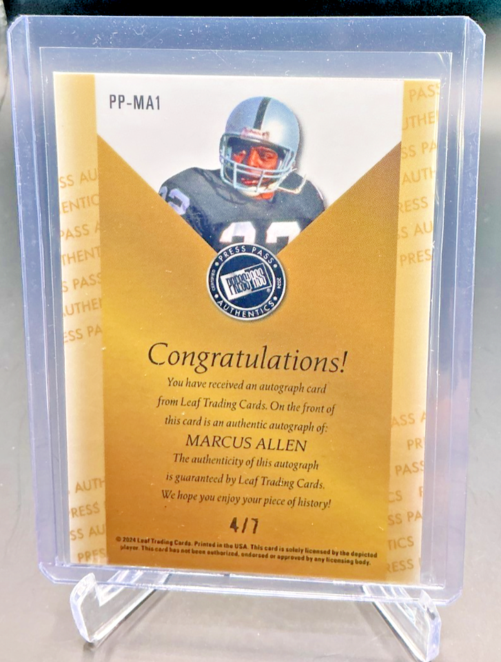 2024 Leaf Collective Multi-Sport MARCUS ALLEN Purple Crystals AUTO 4/7 ...