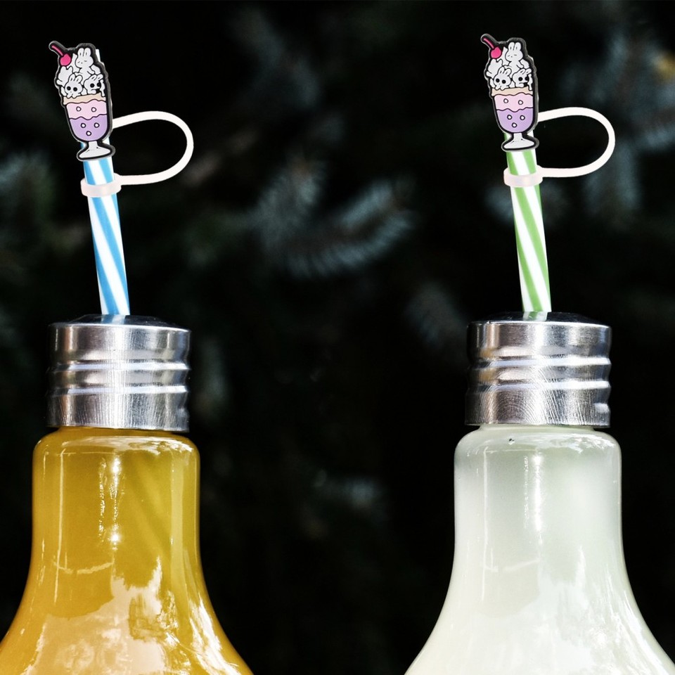 6Pcs Adorable Straw Dust Covers Cartoon Straw Caps Straw Stoppers ...