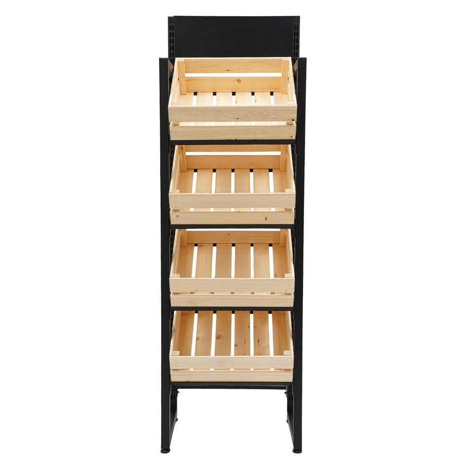 Market Retail Display Rack, Wood Fruit and Vegetable Storage Rack ...