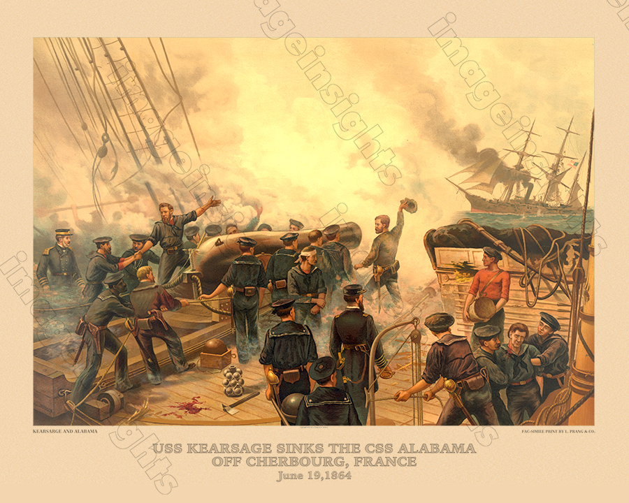 SINKING OF THE CSS ALABAMA By USS Kearsarge Civil War Navy 1887 ...