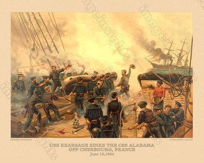 SINKING OF THE CSS ALABAMA By USS Kearsarge Civil War Navy 1887 ...