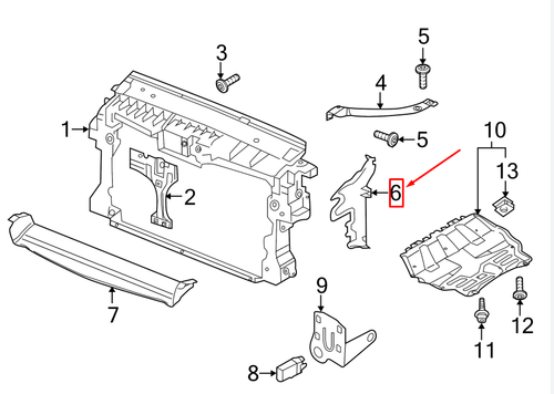 NEW VW TIGUAN 5N FRONT LEFT RADIATOR SUPPORT AIR DEFLECTOR 5N0121283A ...