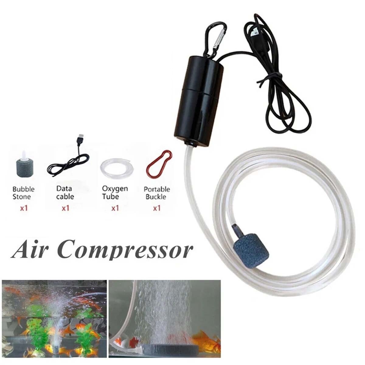 USB Fish Tank Oxygen Air Pump Ultra Quiet Aquarium Oxygenator Aerator w ...