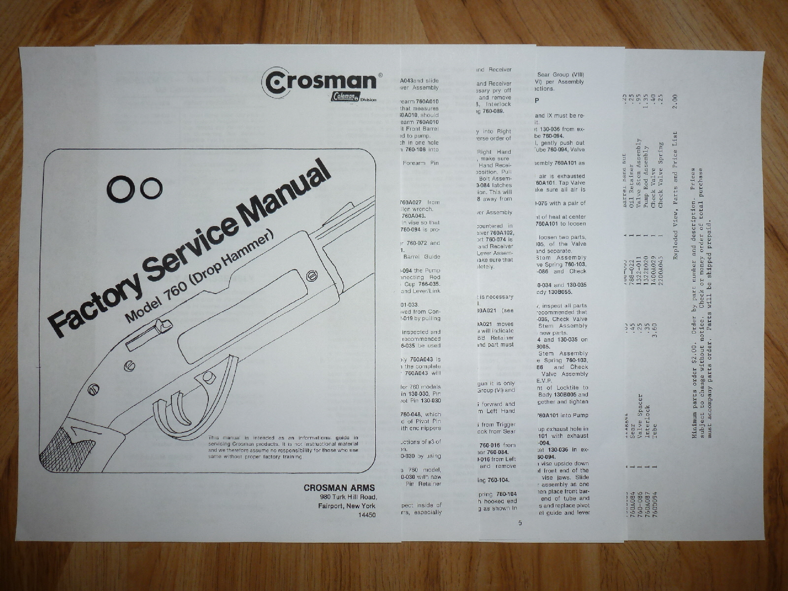Crosman 760 (Hammer Drop) Seal Kit +Factory Service Manual + View ...