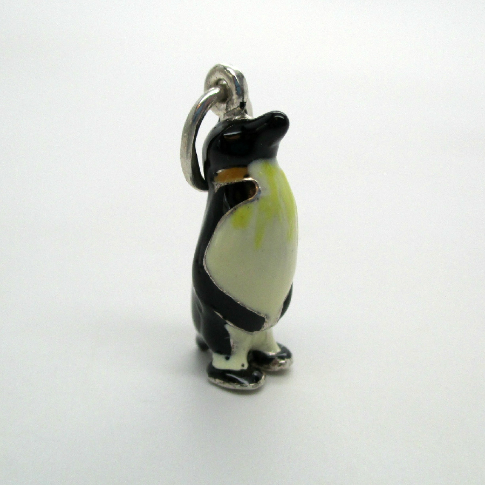 Sterling Silver PENGUIN Charm for Bracelet PENDANT Hand-enameled ANIMAL ...
