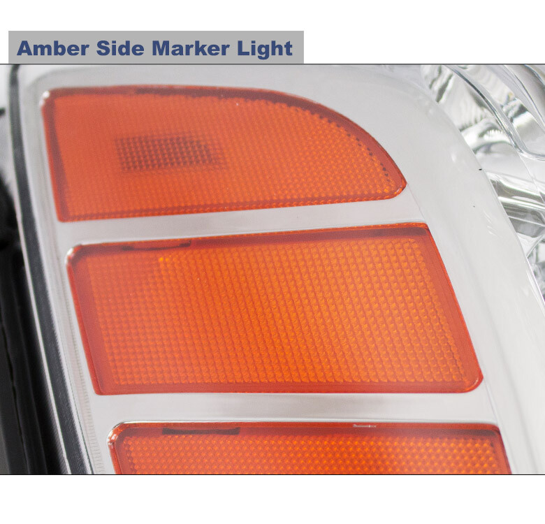 CRYSTAL CHROME/AMBER HEADLIGHT+BLUE DRL LED FOR 2004-2014 TITAN/2004 ...