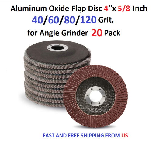 Flap Disc 4." x 5/8-Inch, 40 60 80 120 Grit, for Angle Grinder 20 Pack ...