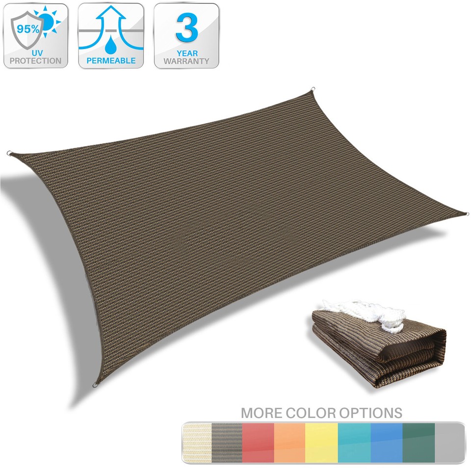 Permeable Rectangle Sun Shade Sail Shelter Cover UV Blocker for Garden ...