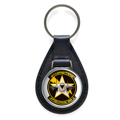 VF-33 'Star Fighters' Black Leather Keychain Silver Keyring Military ...
