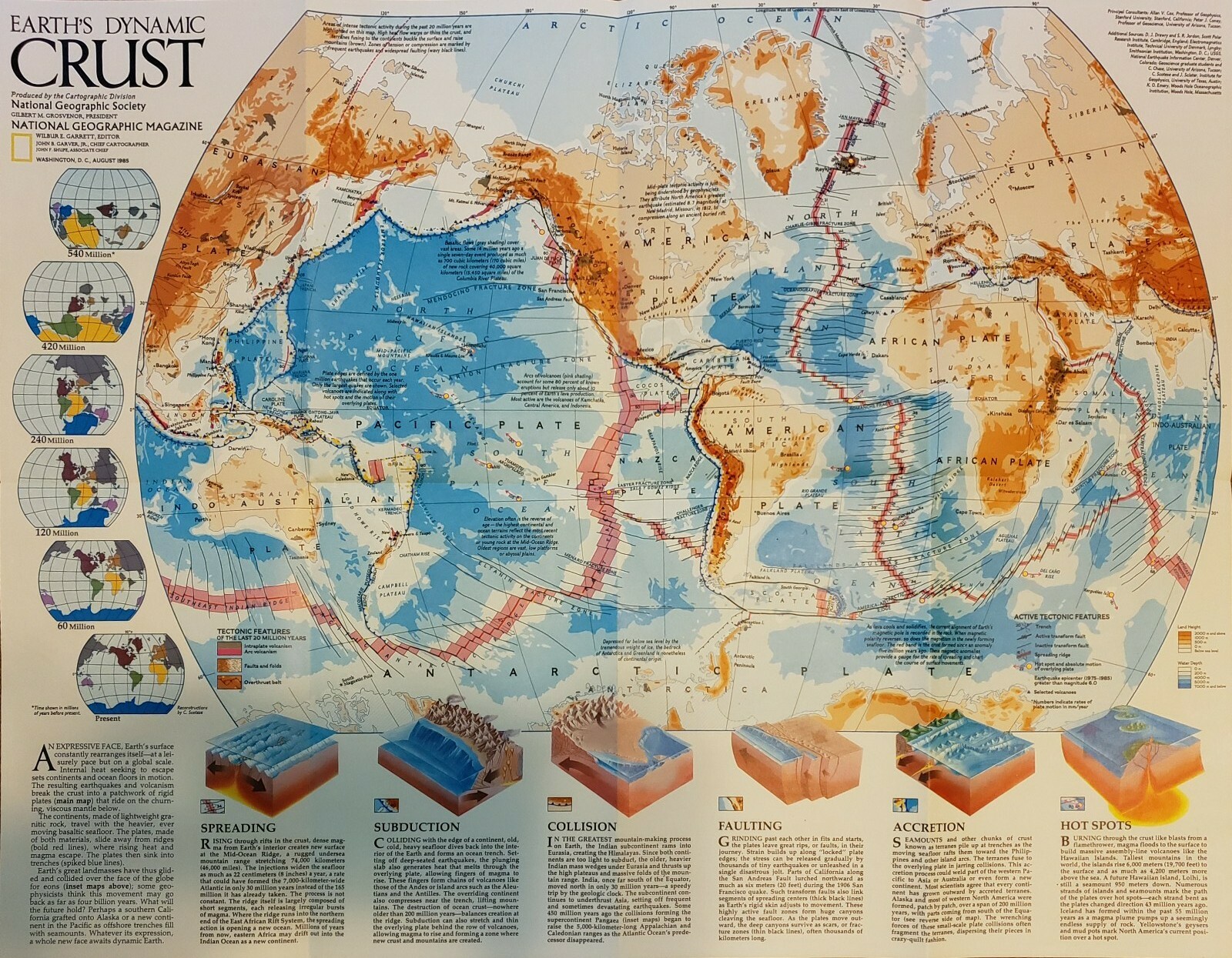 Earth's Dynamic Crust Map / Shaping of a Continent Poster - 1985 -Nat ...