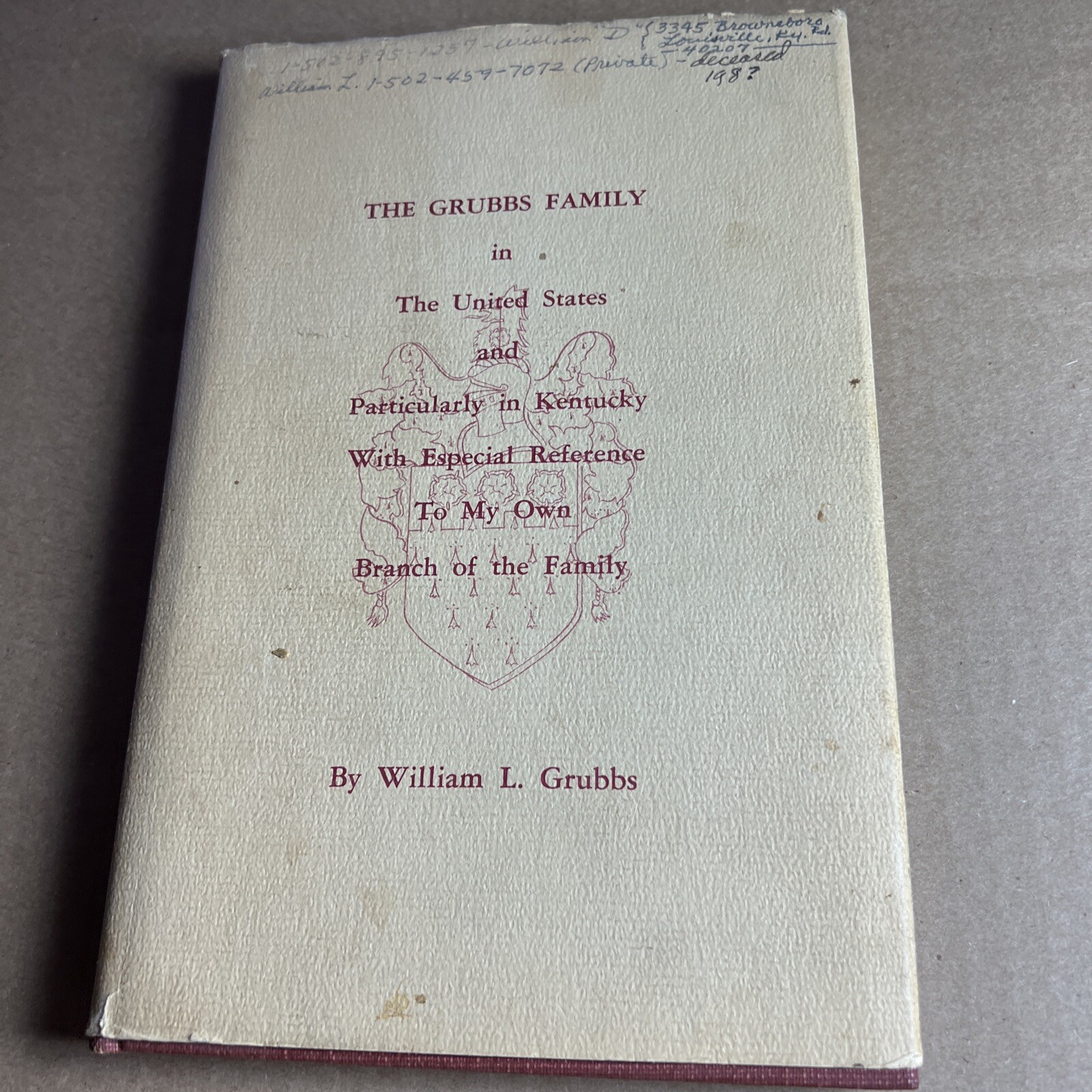 Grubbs Family In United States Kentucky Signed Grubbs History Genealogy ...