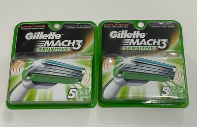 Gillette Mach 3 Sensitive Power Razor Blades 10 Cartridges 2 Pack Of 5 ...
