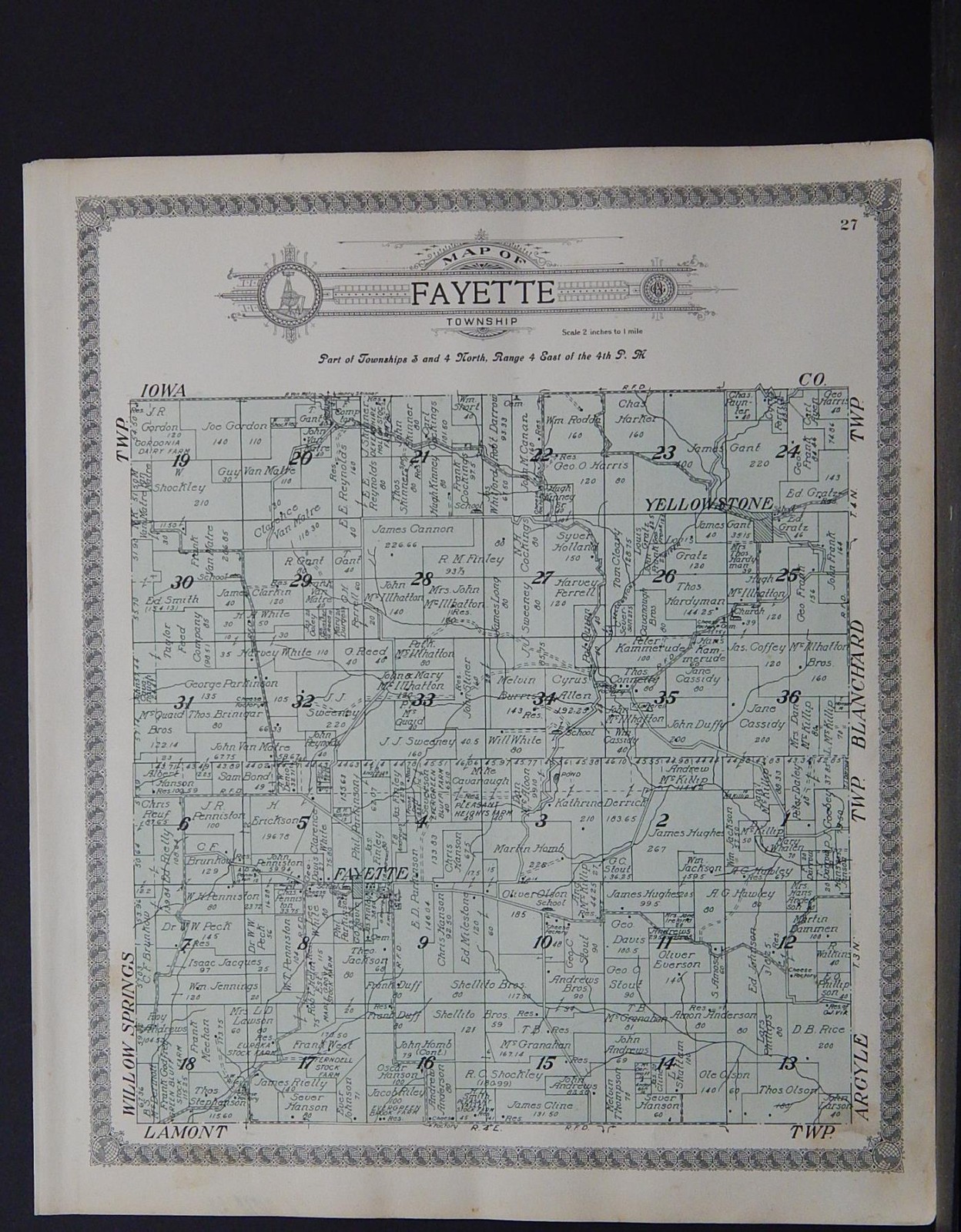 Wisconsin, Lafayette County Map 1910, Township of Fayette Q2#36 | eBay