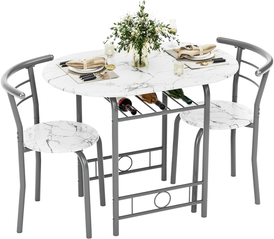 Flamaker Dining Table for 2, 3 Piece round Table & Chair Set, Small ...