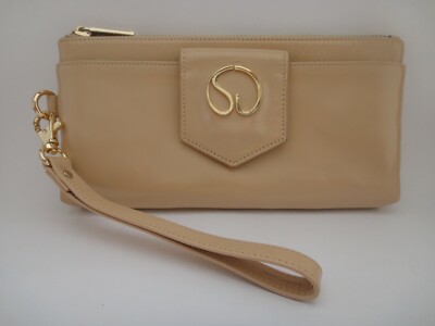St. John Tan Leather Wristlet Wallet, 8.25"x4.25"x .5", Sample Design ...