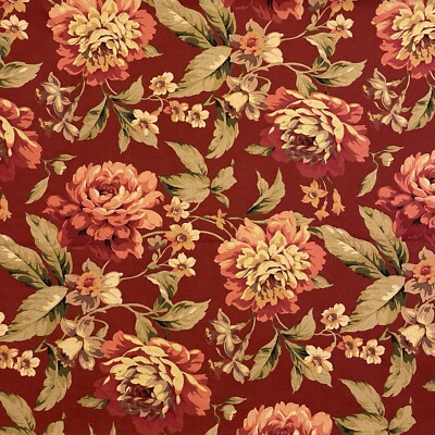 Richloom Floral Andover Crystal Farm Rose Red Maroon Fabric Roses 56”x5 ...