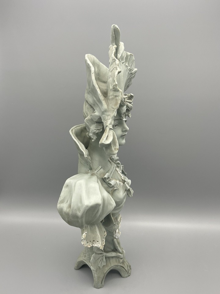 Vintage Beautiful Gray Statue, Victorian Style Maiden. DMANGED ! | eBay