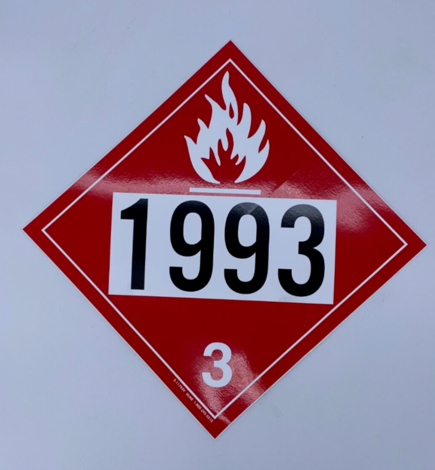Dot Placard Sign, 1993 Clasd 3, Flammable Liquid , Pk10, Hazardous ...