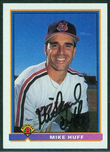 Original Autograph of Mike Huff of the Cleveland Indians, 1991 Bowman ...