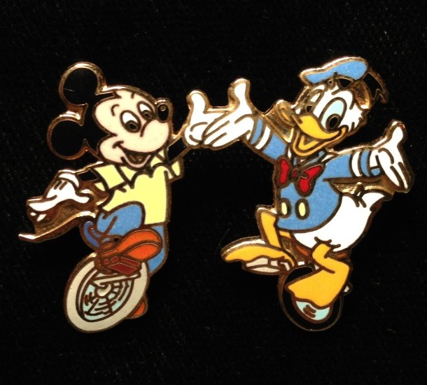 DISNEY PIN - MICKEY MOUSE and DONALD DUCK on Unicycles Walt Disney ...