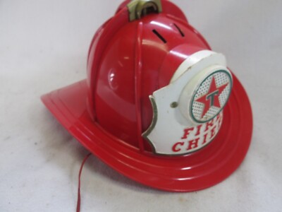 Vintage 1960'S Texaco Gasoline red Fire Chief helmet hat Brown ...