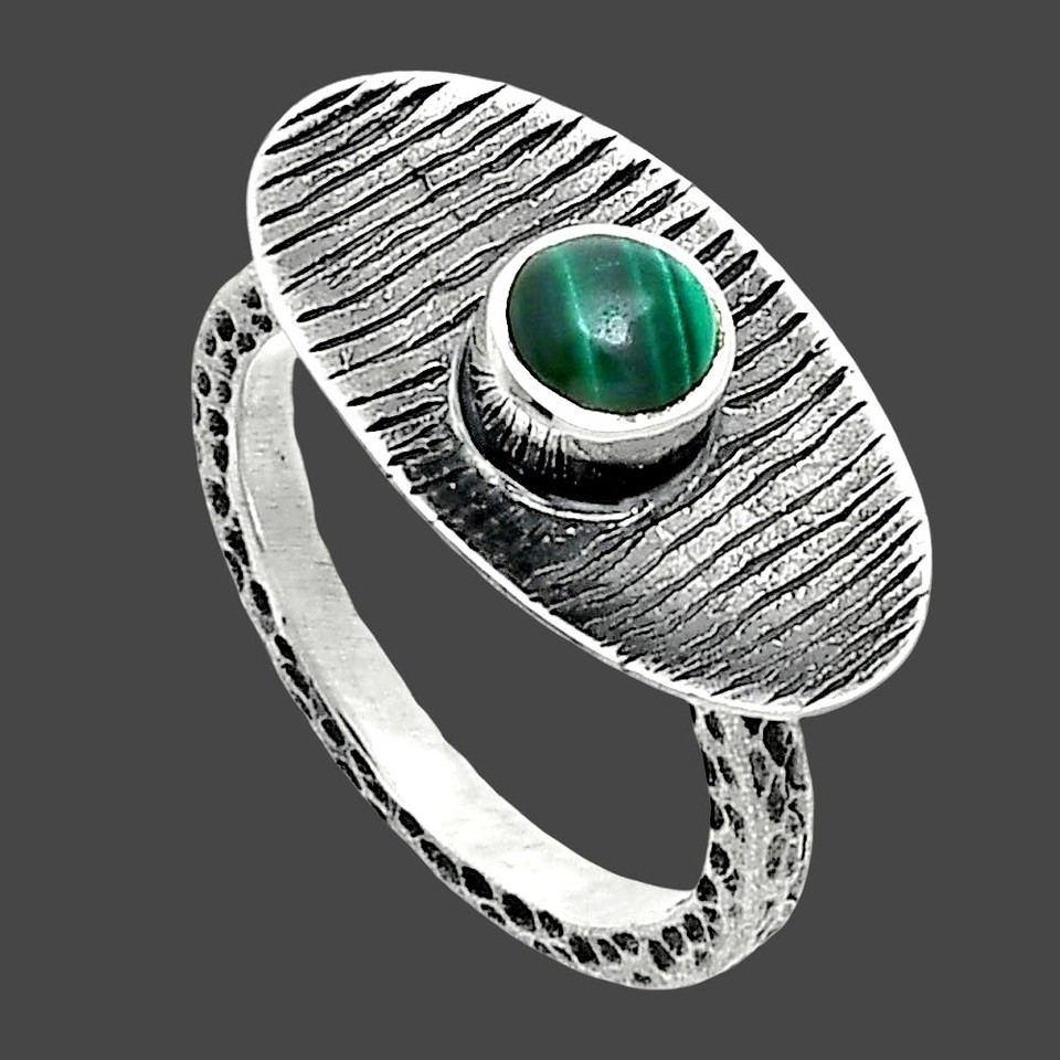 Natural Malachite Eye - Congo 925 Sterling Silver Ring s.6 Jewelry R ...