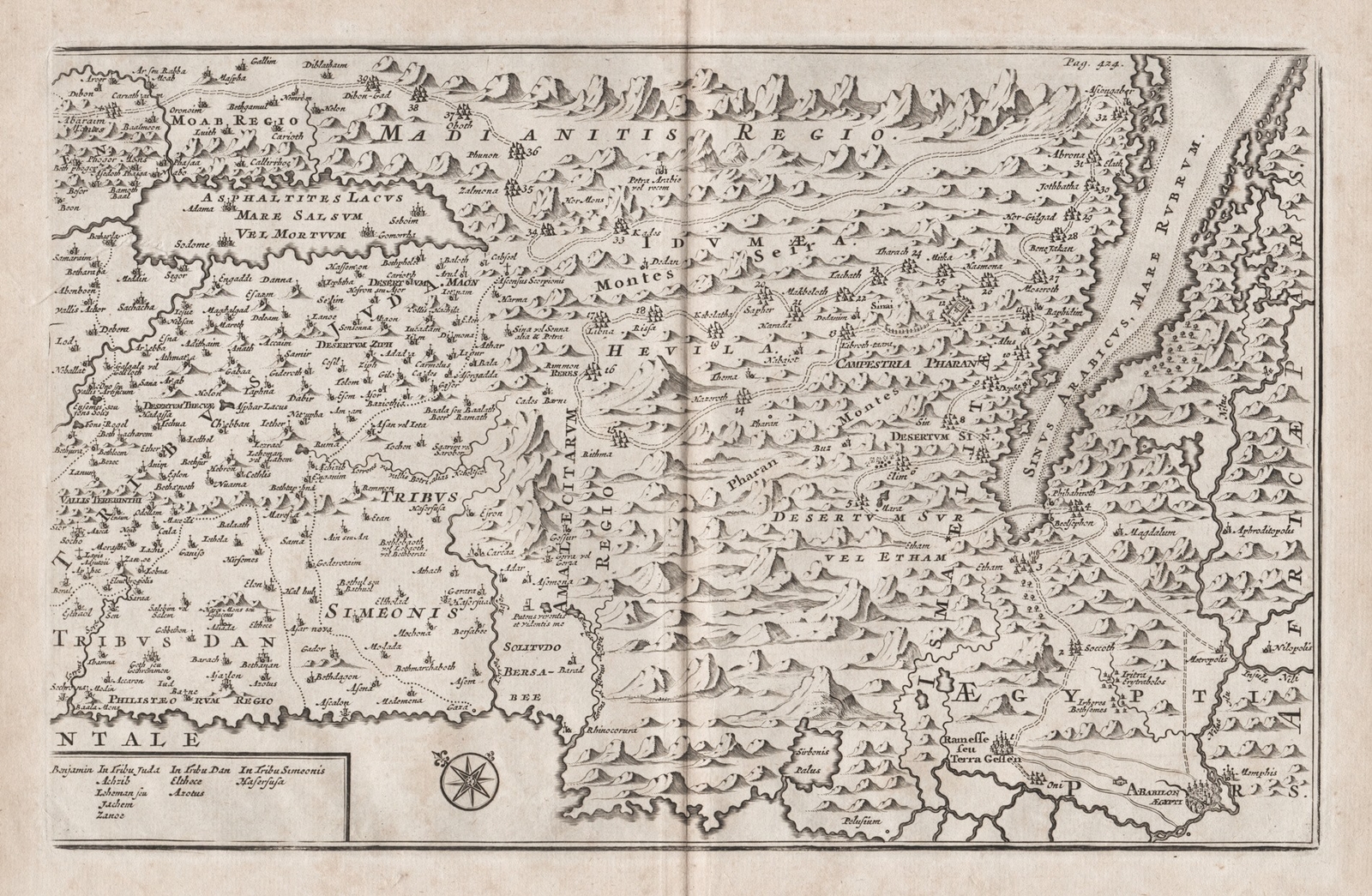Israel Palestine Holy Country Map Card Halma Bonfrerio Copperplate ...