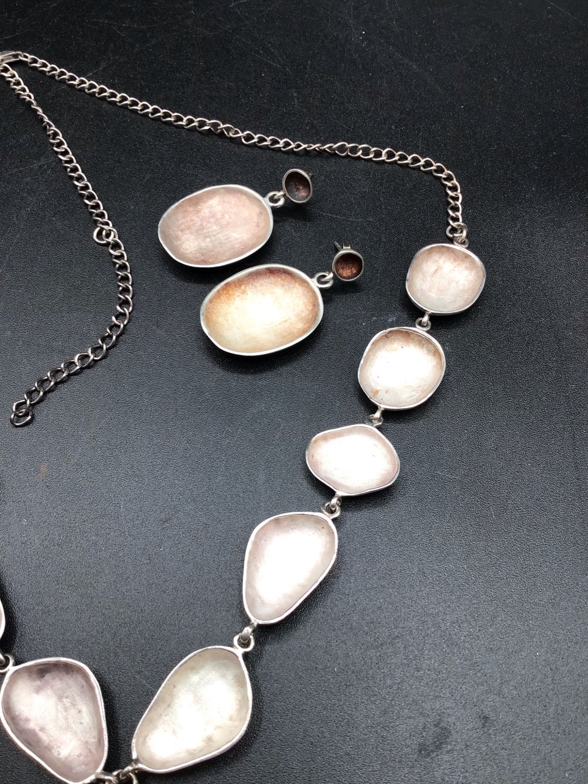 Sterling Silver Set Necklace Bracelet & Earrings Mode… - Gem