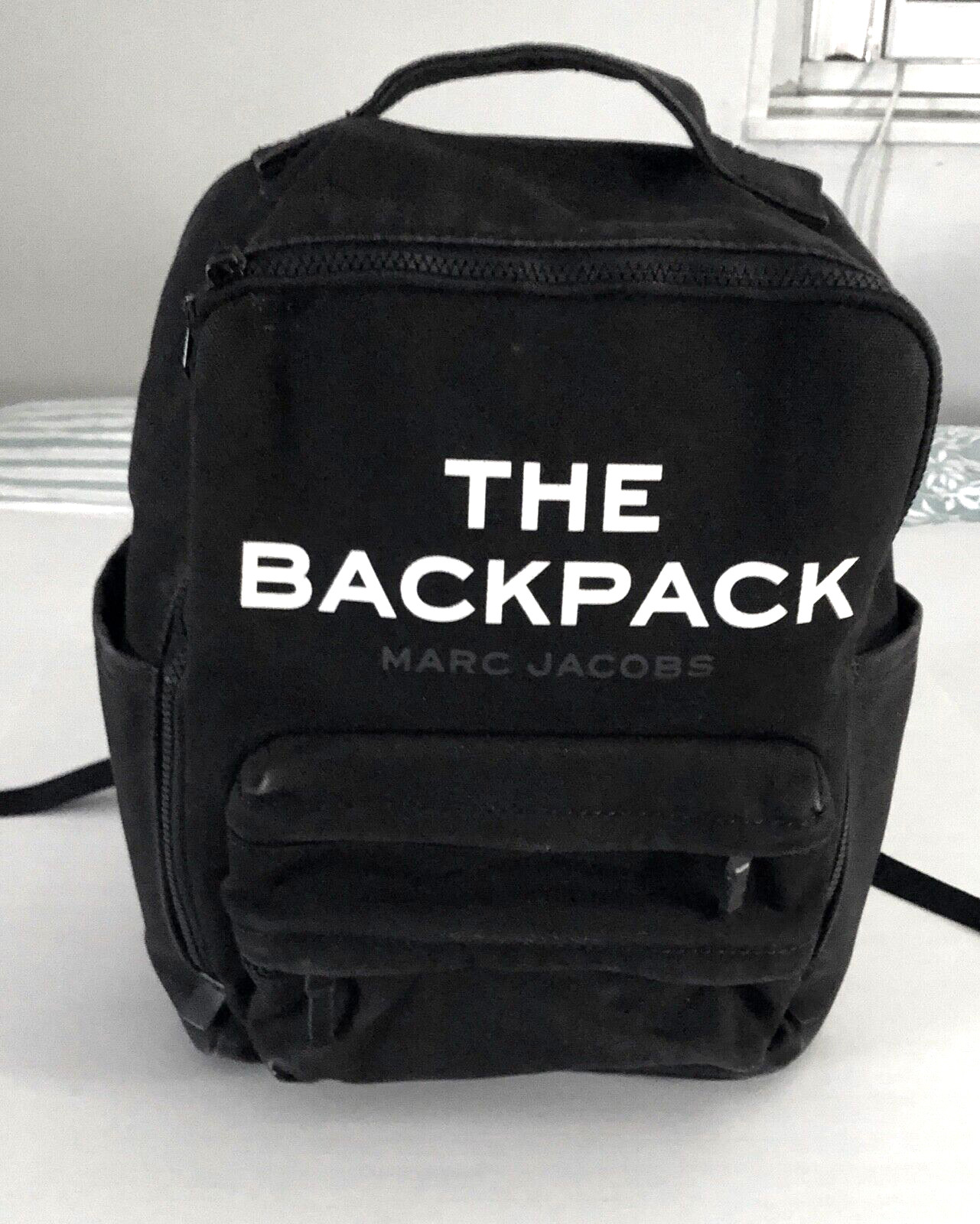 MARK JACOBS - THE BACKPACK BLACK CANVAS WHITE LETTERI… - Gem