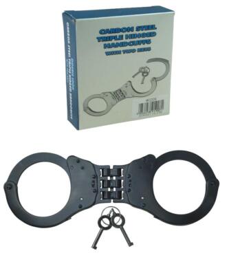 Kombat UK Handcuffs Triple Hinged Elite Carbon Steel Speed Cuffs ...
