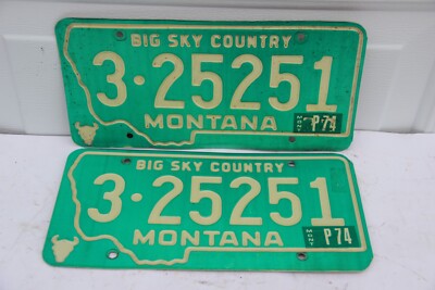 1974 Montana license plate PAIR Yellowstone County Billings | eBay