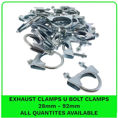 Heavy Duty U Bolt Exhaust Clamps - Universal Clamp & Nuts 28mm - 92mm ...