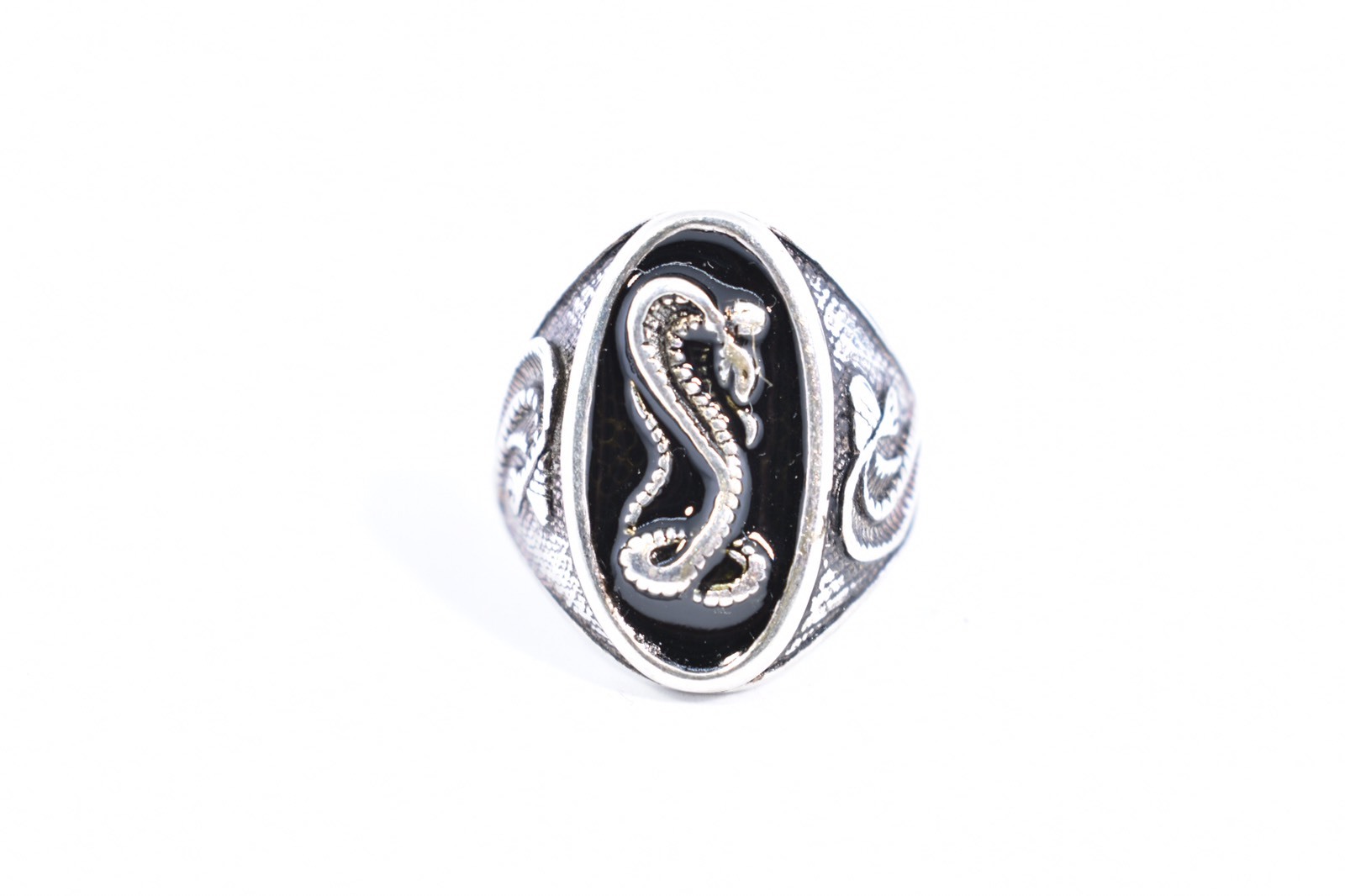 1980's Vintage Size 13 Cobra Snake Crest Silver White… - Gem
