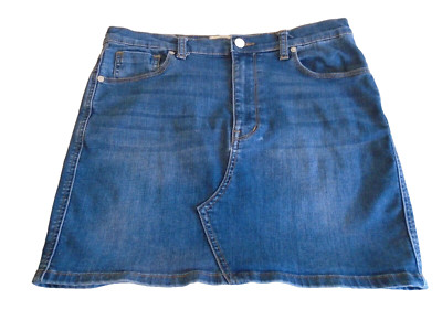 Free People Jean Mini Skirt Size 31 Blue Distressed Denim Mini Navel ...