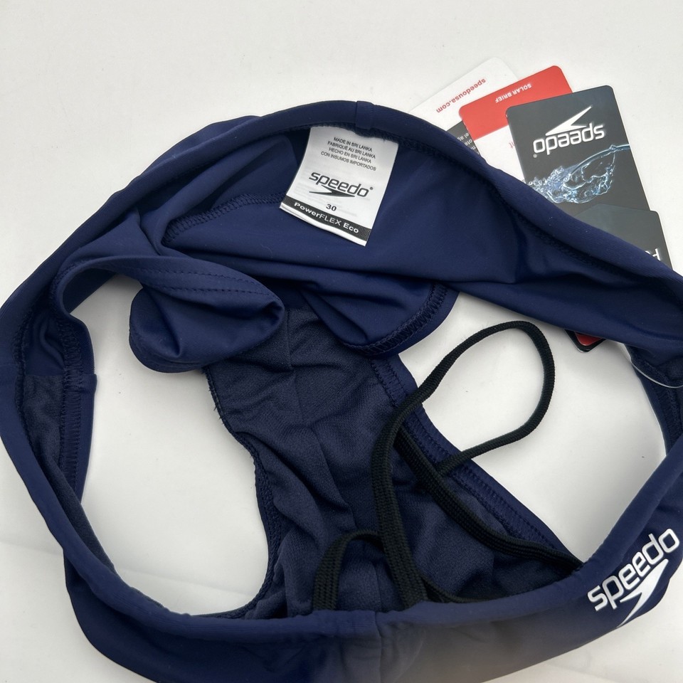 Speedo Men navy blue solar nylon swim brief bikini Swimwear swimsuit ...