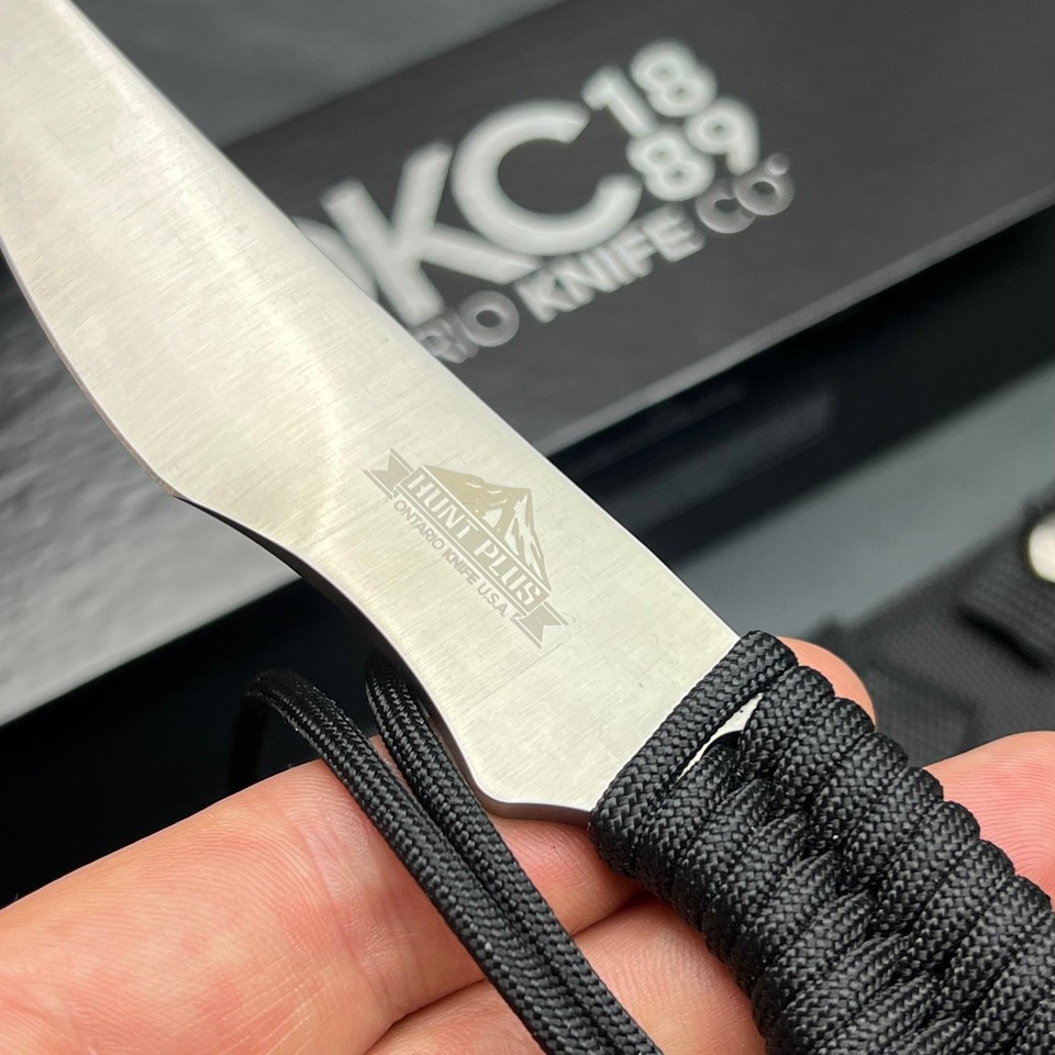 Ontario Black Paracord Wrapped Full Tang Caper Hunter Skinner Fixed ...