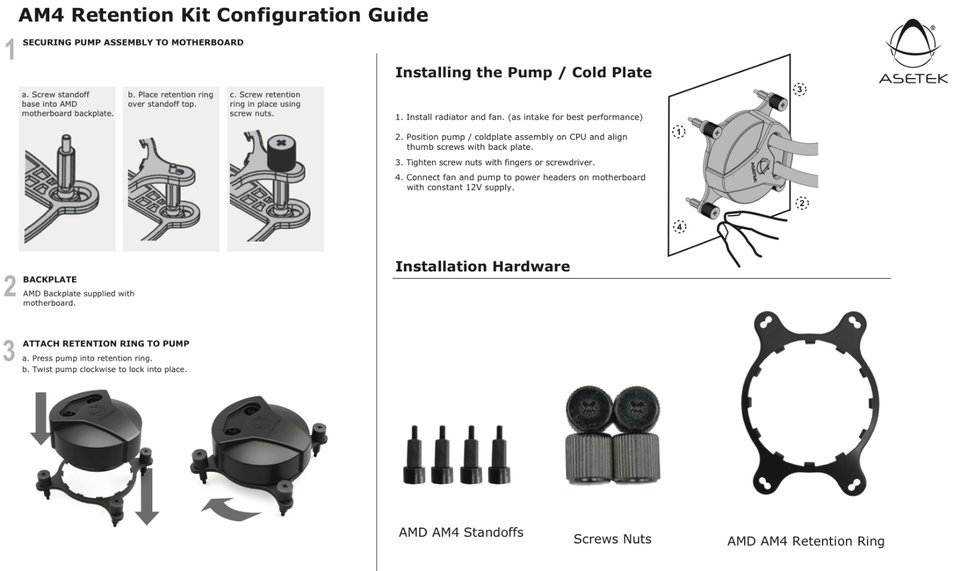 AM4 Mount Bracket Kit / Screws For NZXT Kraken X52 X53 X61 X62 CPU ...