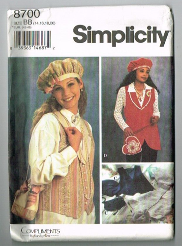 Vest Beret Bags Simplicity 8700 Pattern 1993 Vintage Uncut | eBay