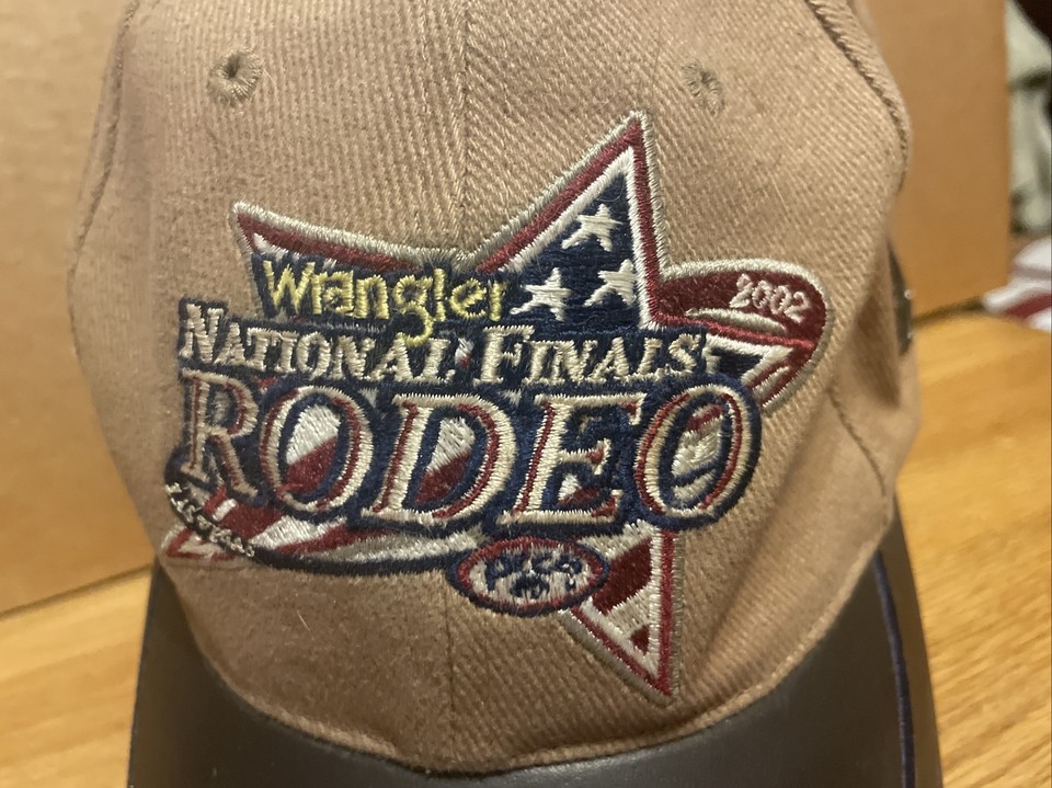 VTG NFR Wrangler National Finals Rodeo Hat Cap Las Vegas 2002 Leather W ...