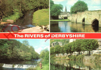 Postcard; The Rivers of Derbyshire (Multiview) Dove / Lathkill / Wye ...