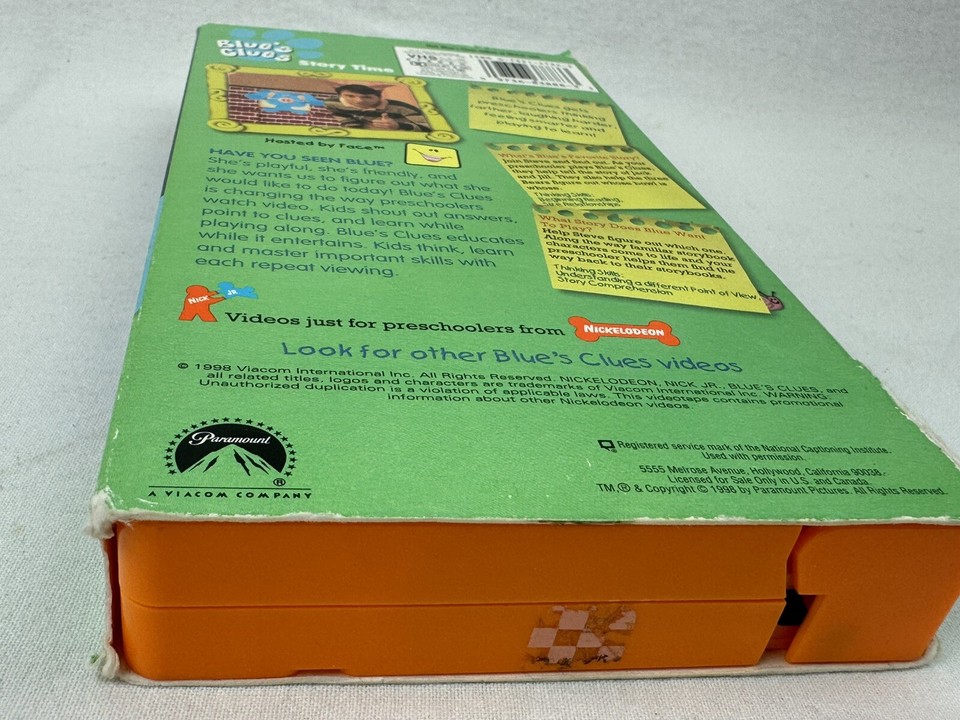 Blues Clues Story Time VHS 1998 Play Along With Blue Nick Jr Orange ...