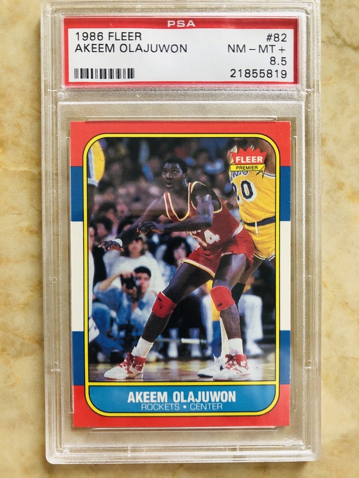 Akeem OLAJUWON Hakeem 1986 Fleer ROOKIE CARD #82 PSA 8.5 RC SHARP🔥🏀📈The ...