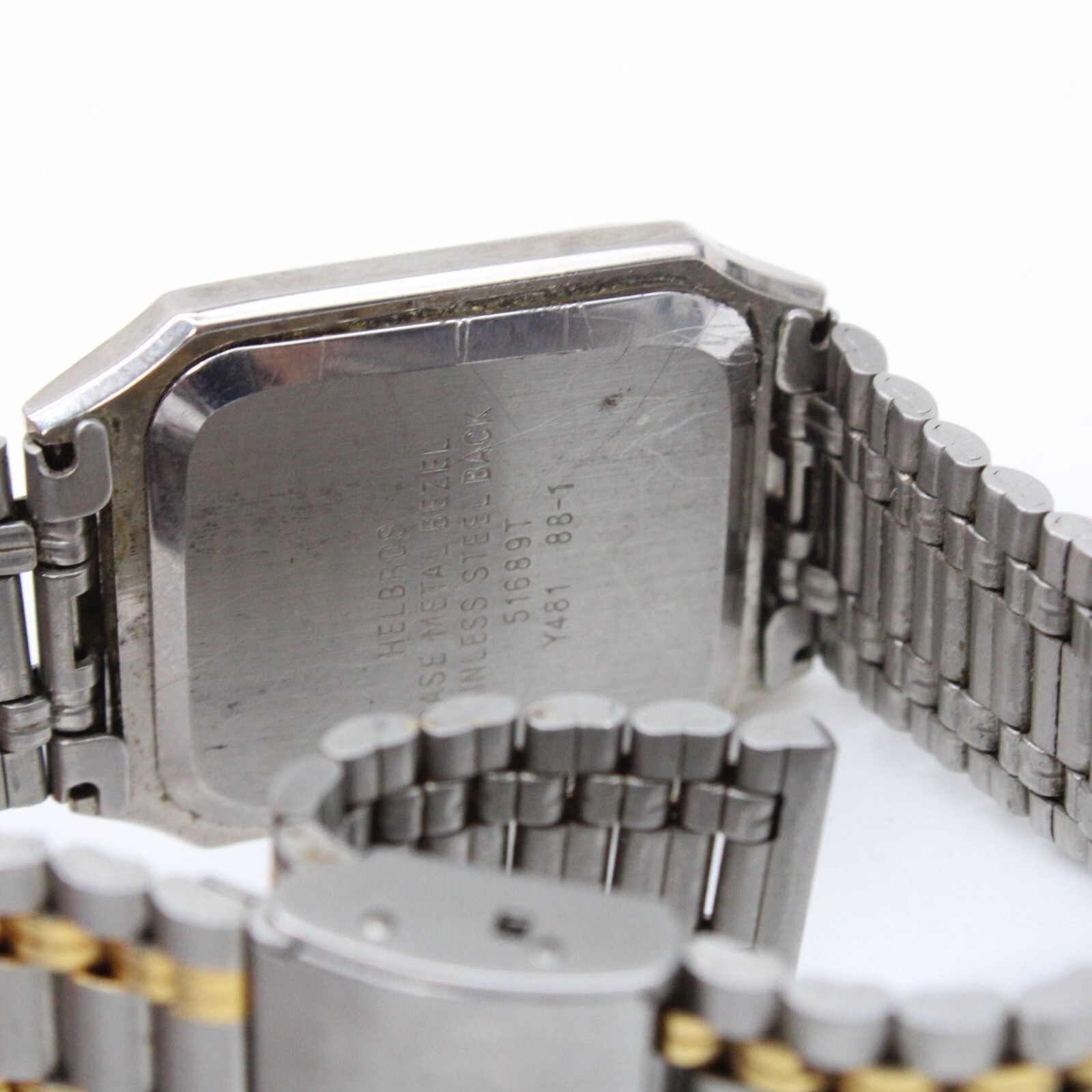 Vintage Helbros Watch Mens Two Tone Square Dial Watch Tank Stainless ...