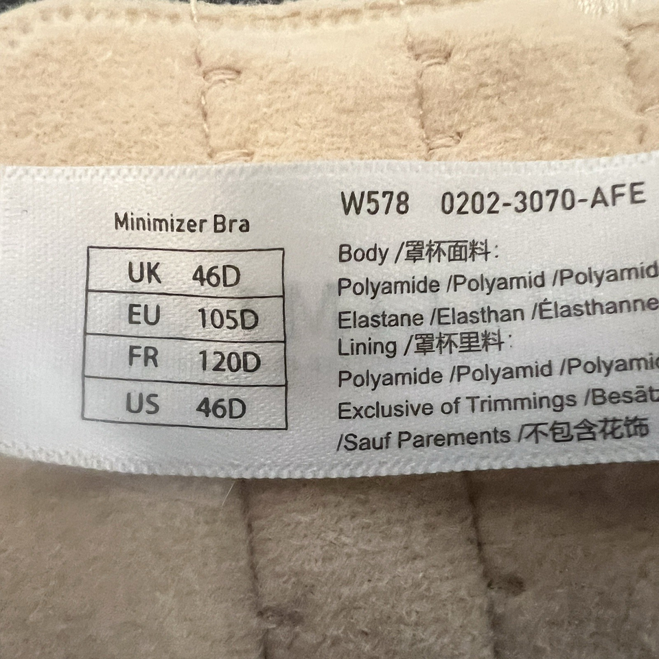 Delimira Size 46D Beige Lacey Underwire Non Padded Minimizer Bra NWT | eBay