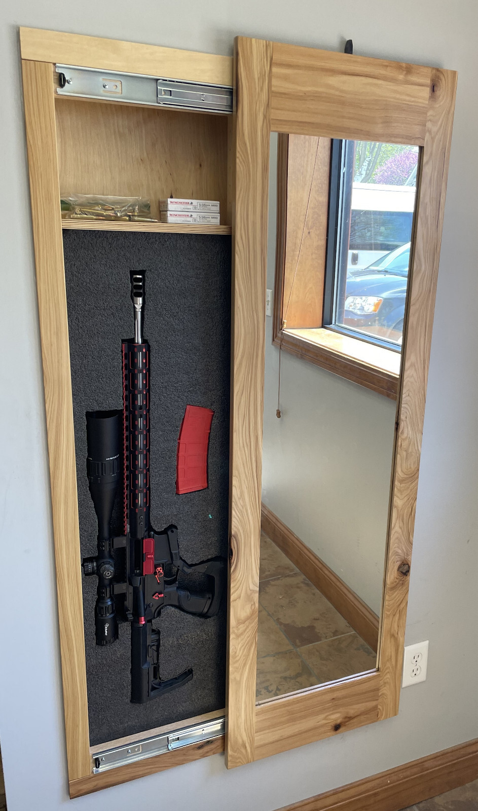 Mirror Safe, In-wall gun safe concealment cabinet rifle storage ...