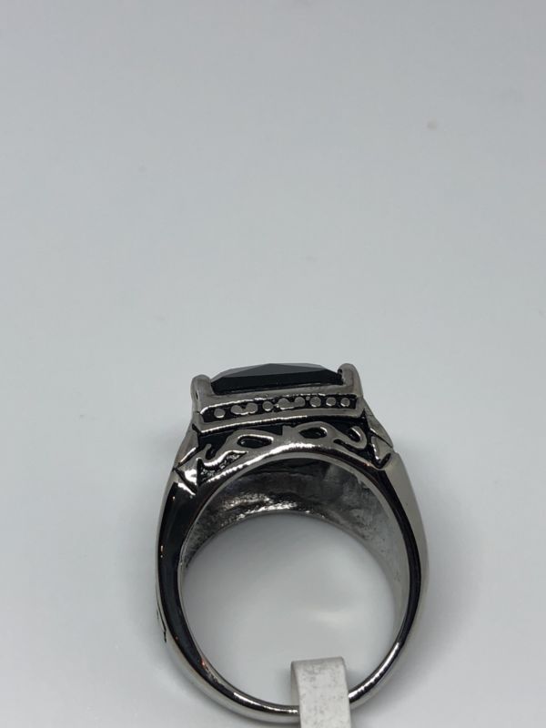 Vintage Gold Stainless Steel Genuine Black Faceted Jet Size 10.25 Men’s ...