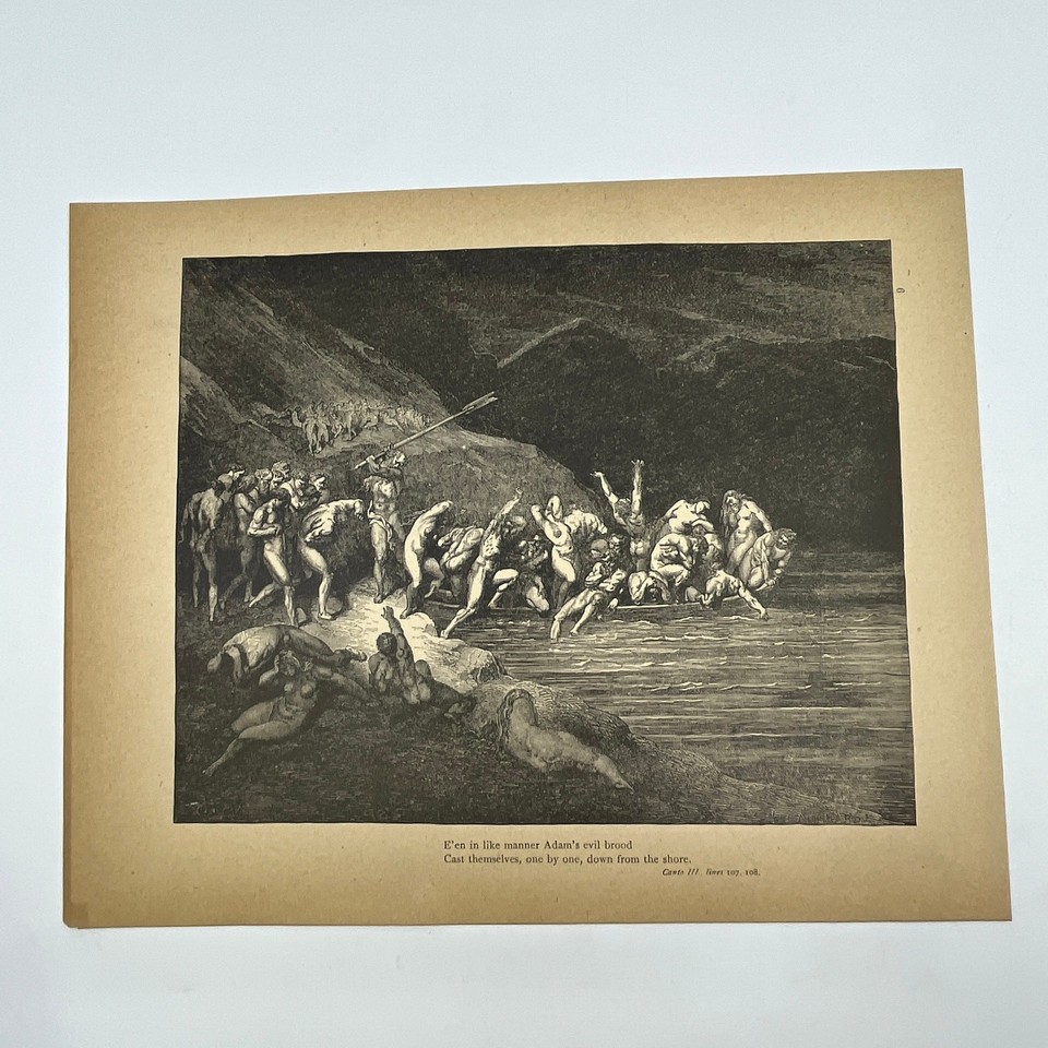 Original 1880s Gustave Dore Engraving Divine Comedy Charon Collects ...