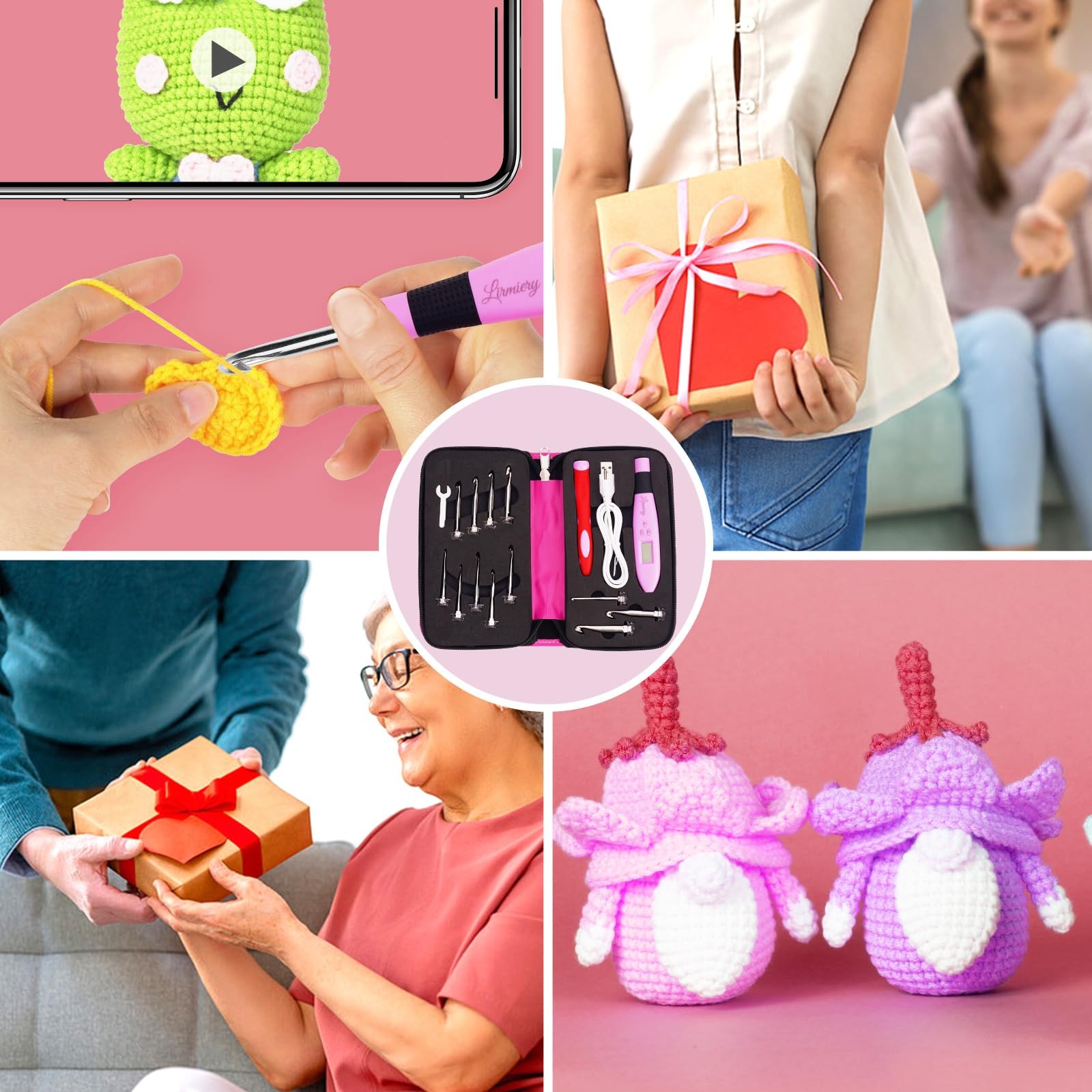 Counting Crochet Hook Set Digital Ergonomic Crochet Hook-LED and 2 ...