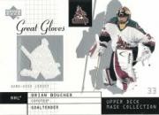 A6869 2002-03 UD Mask Collection Great Gloves #GGBB Brian Boucher ...