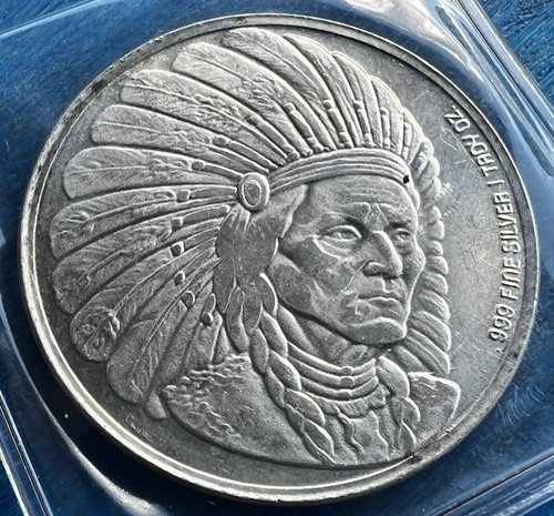 Vintage 1992 Enviromint Indian Chief 1 oz .999 Fine Silver Round | eBay